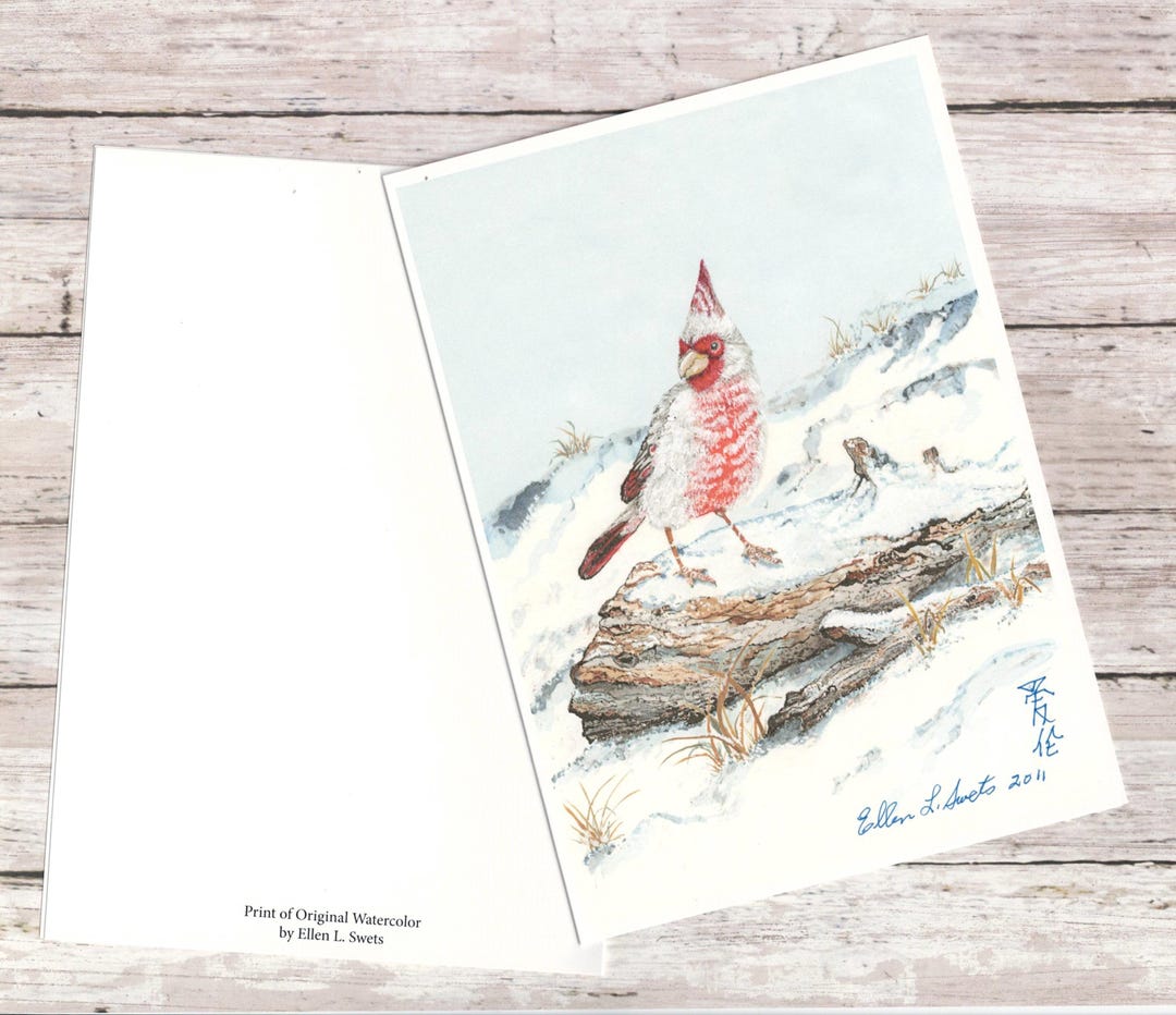Grey Cardinal Archrival Ink Blank Note Card Unframed. - Etsy