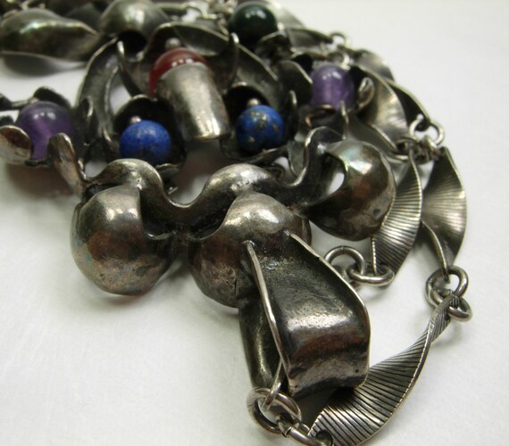 1960s Modernist Pendant Necklace Sterling Silver Lapi… - Gem