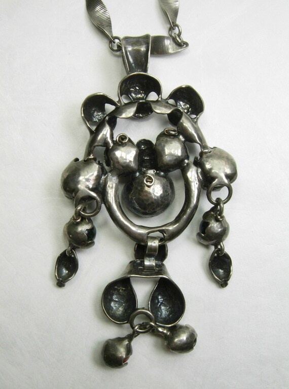 1960s Modernist Pendant Necklace Sterling Silver Lapi… - Gem