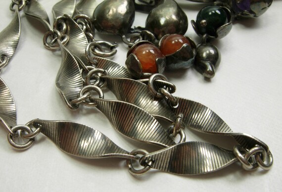 1960s Modernist Pendant Necklace Sterling Silver Lapi… - Gem