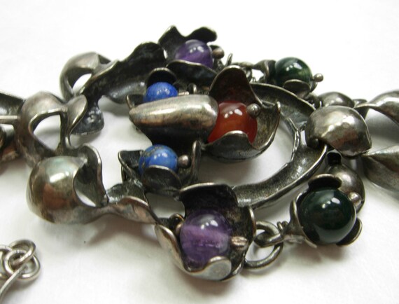 1960s Modernist Pendant Necklace Sterling Silver Lapi… - Gem