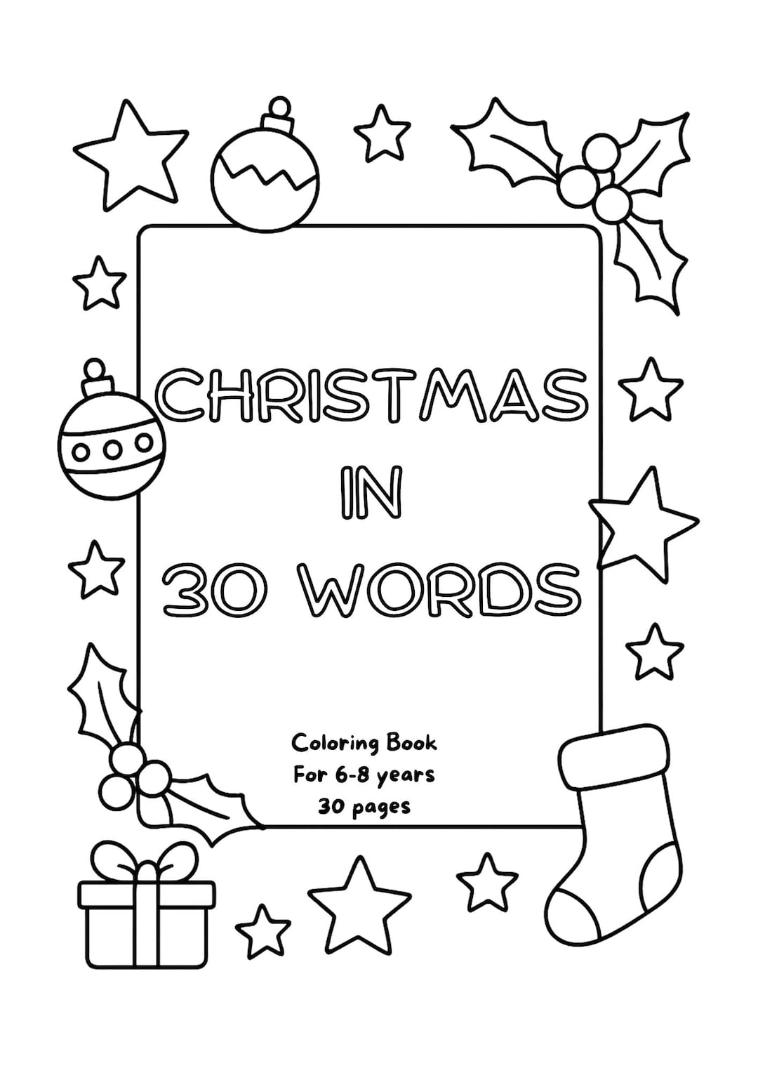 Christmas Vocabulary Coloring Book 6-8 Years | Educational PDF 30 Words ...