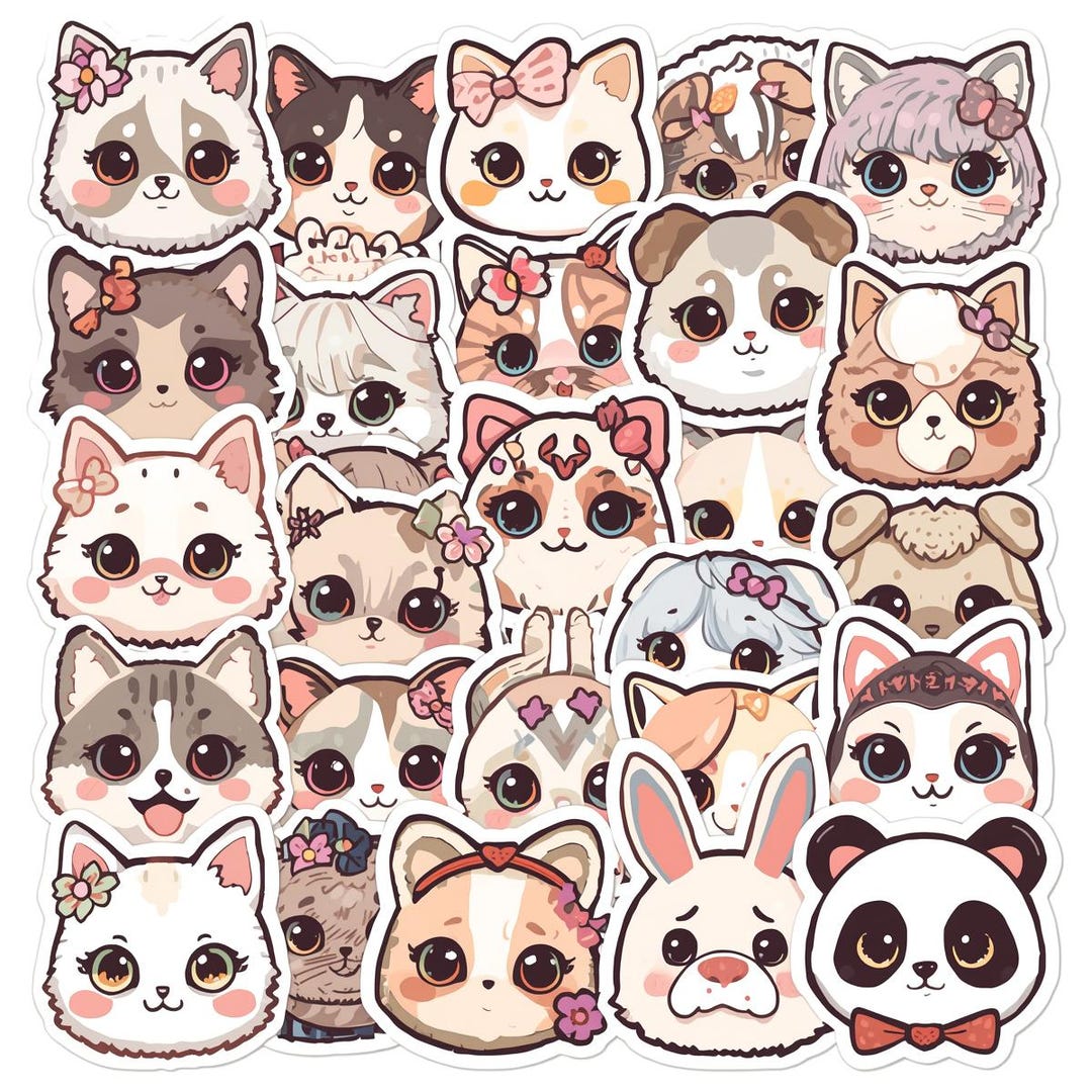 500 Cute Kawaii Cat Stickers / Digital PNG Bundle / Only 99 Cents - Etsy