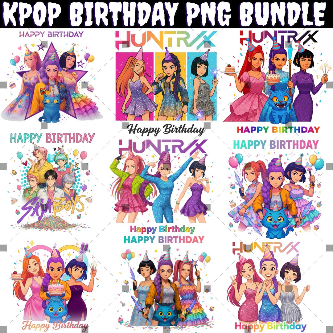 Huntrix Birthday Png AND SVG, Birthday Girl Png SVG, Kpop Demon Hunters ...