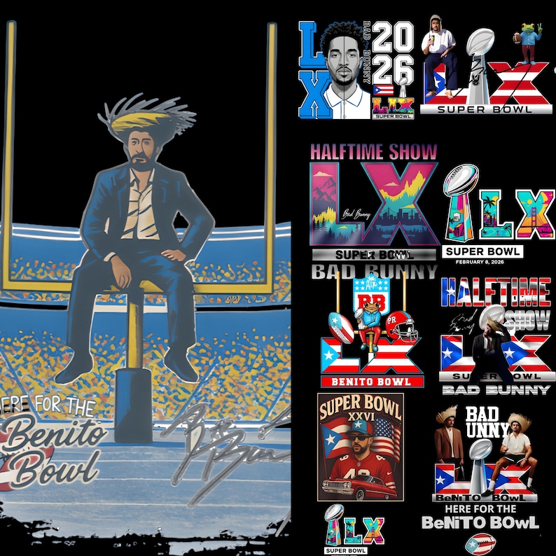 Bad Bunny PNG Bundle | Benito Bowl 2026 PNG | Super Bowl Halftime Show ...