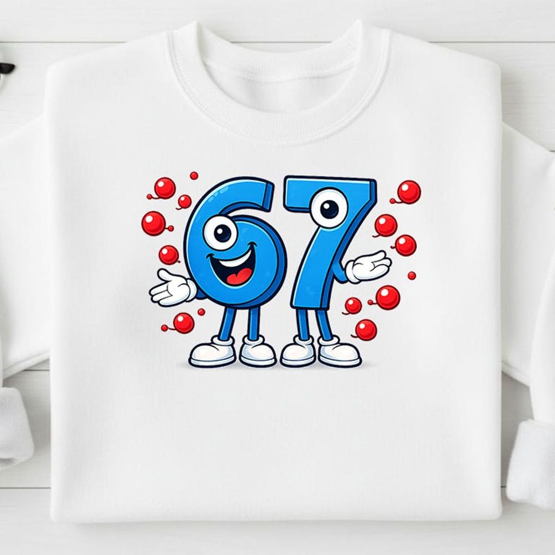 Six Seven Meme PNG | Cartoon Number 67 Clipart | Blue Digit Character ...