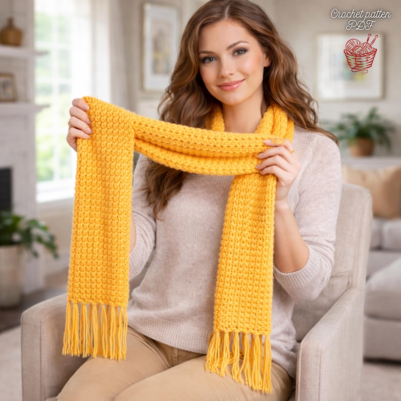 Straight up Scarf Crochet Pattern PDF, Easy Beginner Crochet Scarf ...