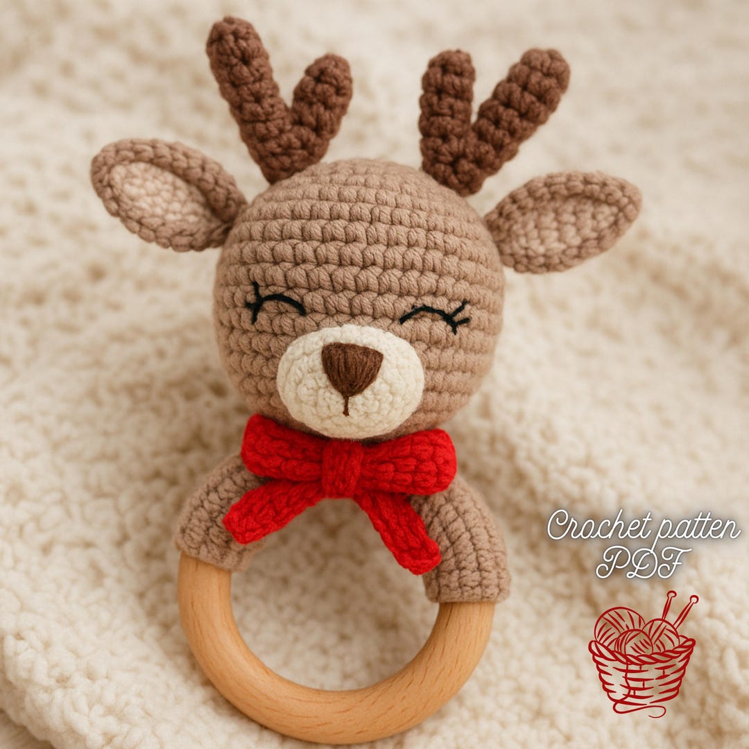 Rudolf Reindeer Rattle Crochet Pattern PDF, Christmas Amigurumi ...
