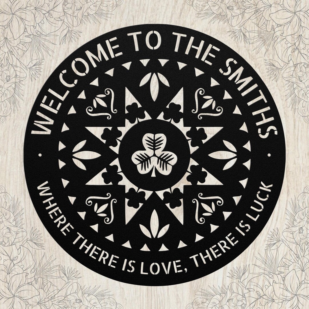 Personalized Irish Clover Hex Sign Metal Amish Barn Star PA Dutch Wall ...