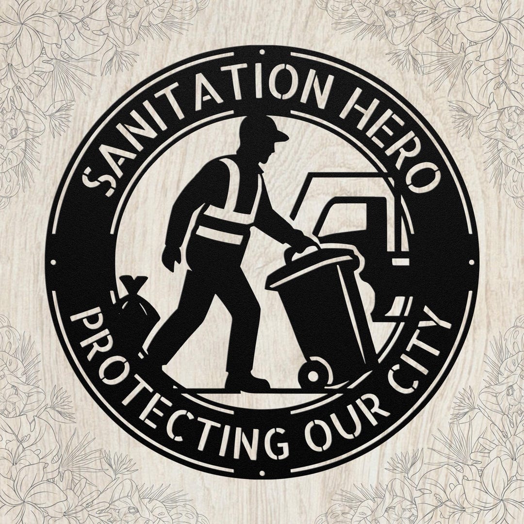 Personalized Sanitation Worker Metal Art Sign: Custom Garbage Man Wall ...