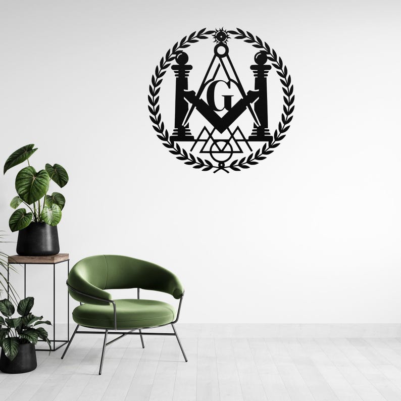 Custom Masonic Symbols Metal Art Sign: Freemason Wall Decor, Masonic ...