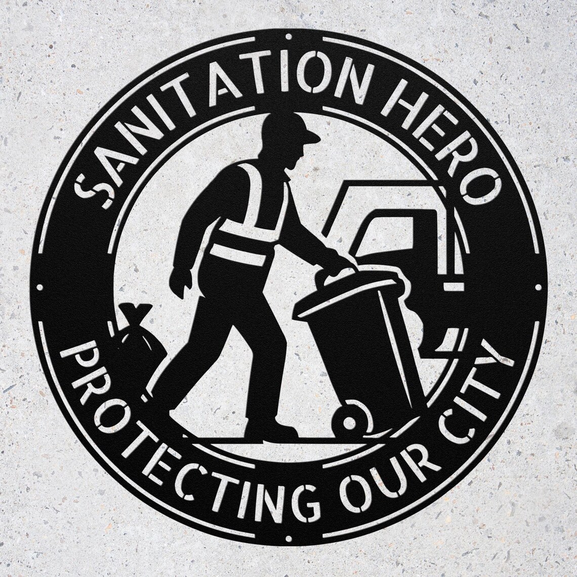 Personalized Sanitation Worker Metal Art Sign: Custom Garbage Man Wall ...