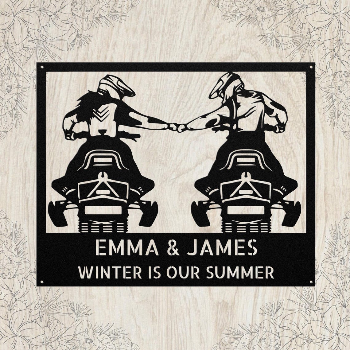 Personalized Couple Snowmobile Metal Sign: Winter Sports Wall Art, Gift ...