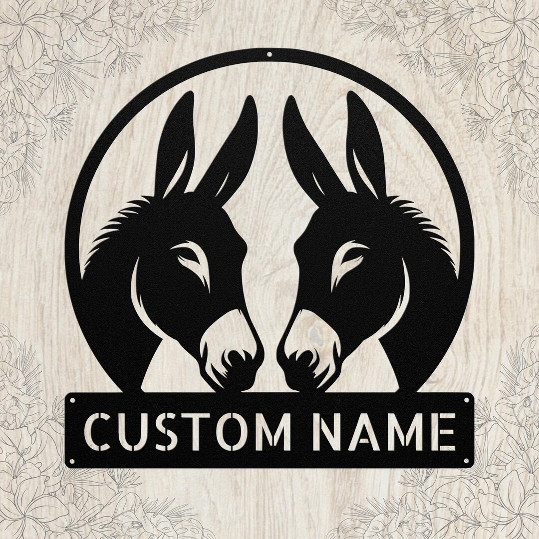Personalized Couple Donkeys Metal Sign: Wall Art, Gift for Farm Lovers ...