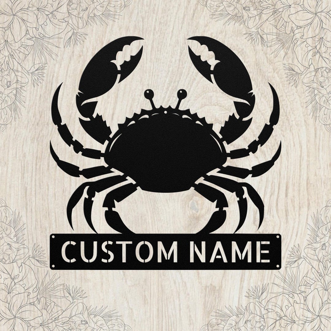 Personalized Crab Metal Sign: Custom Coastal Wall Art, Beach House ...