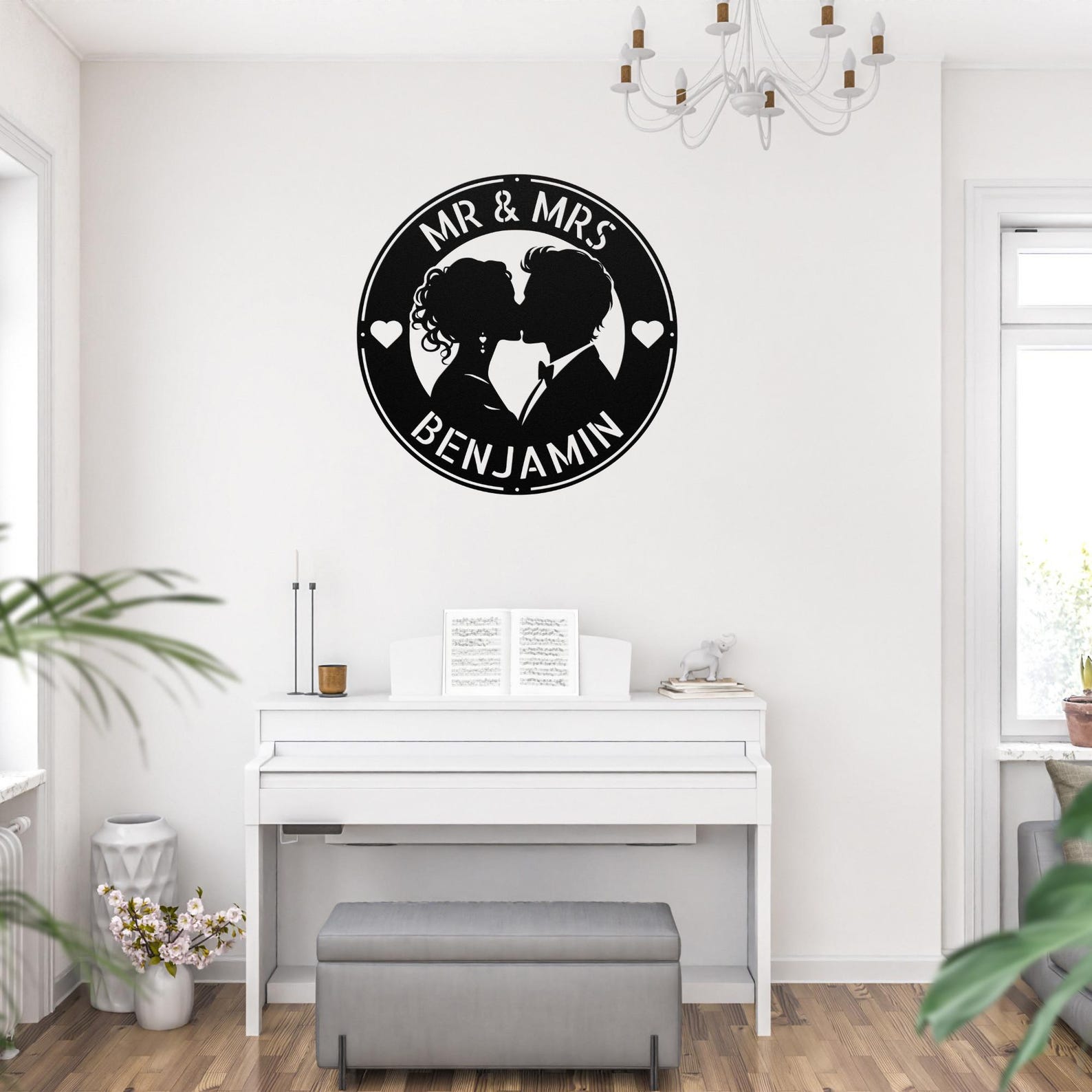 Personalized Kissing Couple Metal Sign: Romantic Wall Art, Anniversary ...