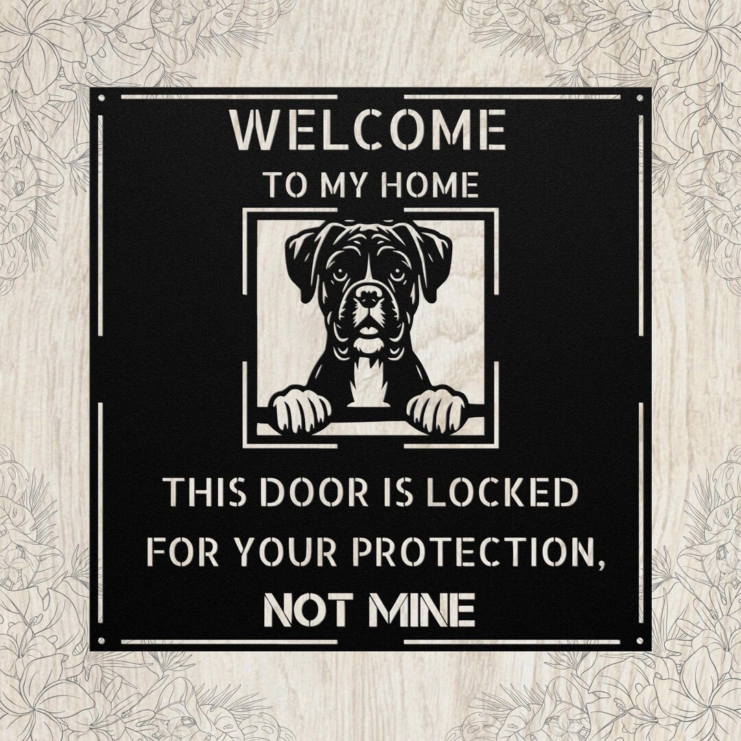 Personalized Locked Door Dog Metal Sign: Funny Guard Dog Home Warning ...