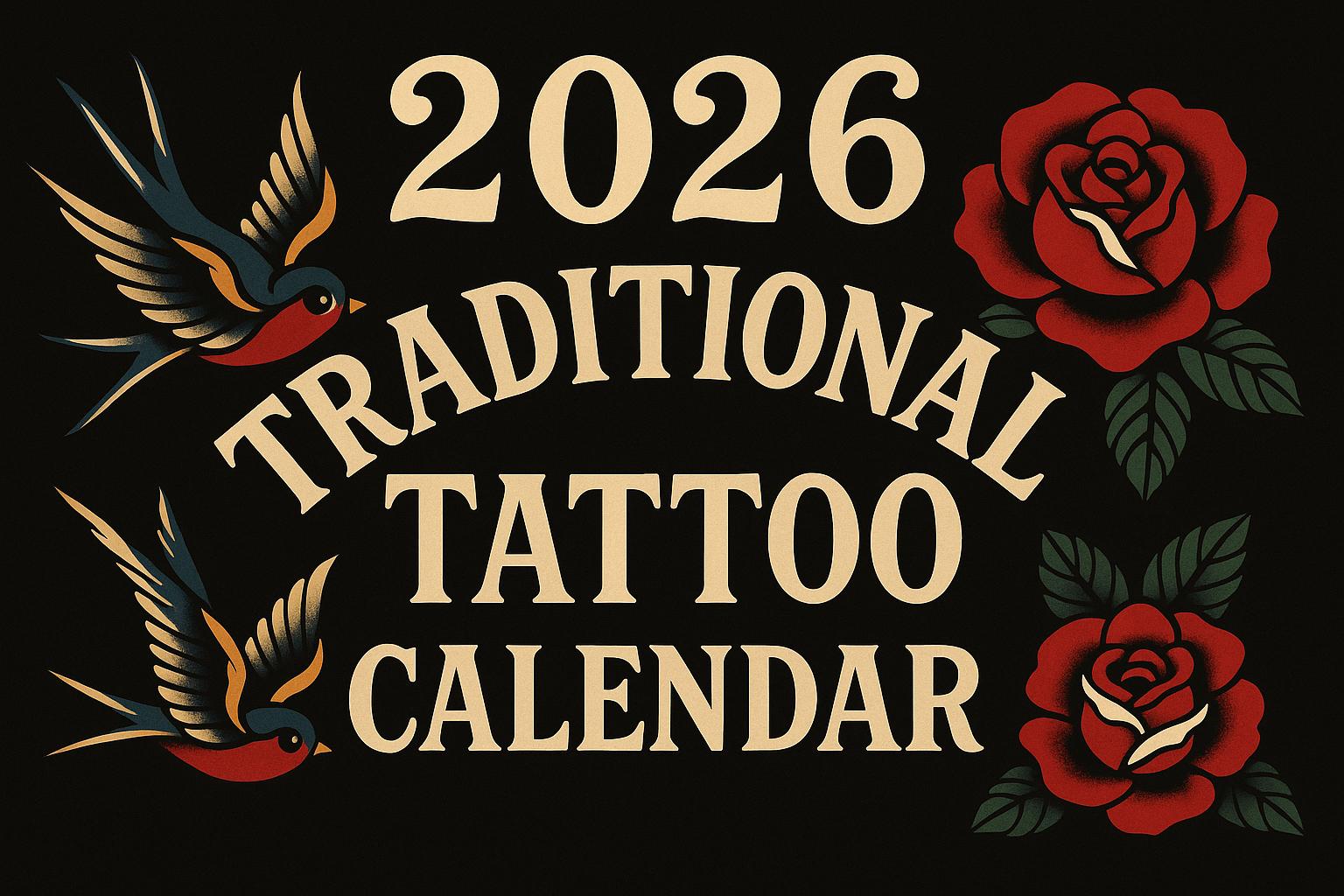 American Traditional Tattoo Calendar 2026 | Wall Calendar, Retro Flash ...