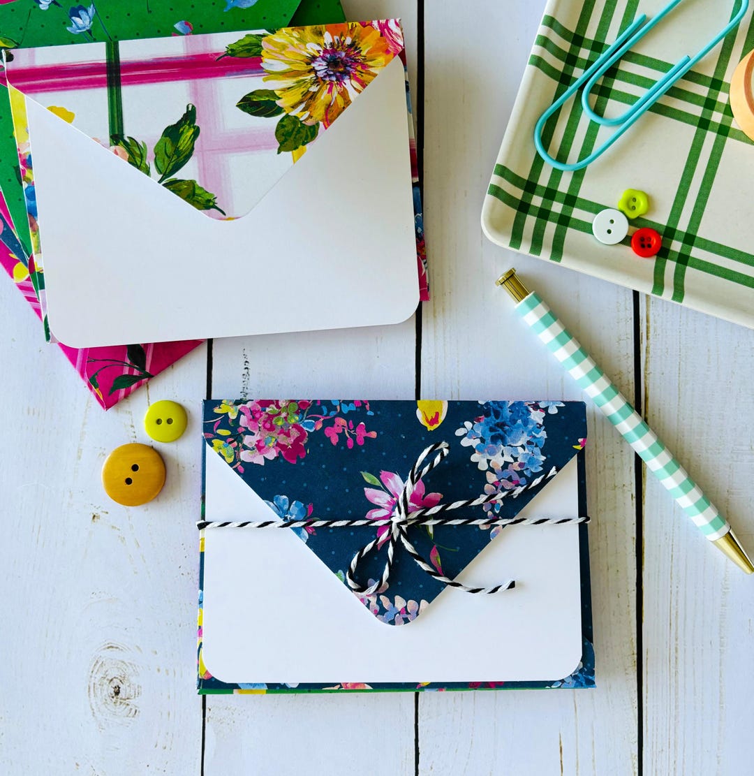 Set of 5 Flat Cards With Handmade Envelopes - Assorted Envelopes ...