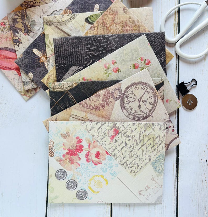 Handmade Vintage Envelopes Set – Scrapbook Paper, Junk Journal, Snail ...