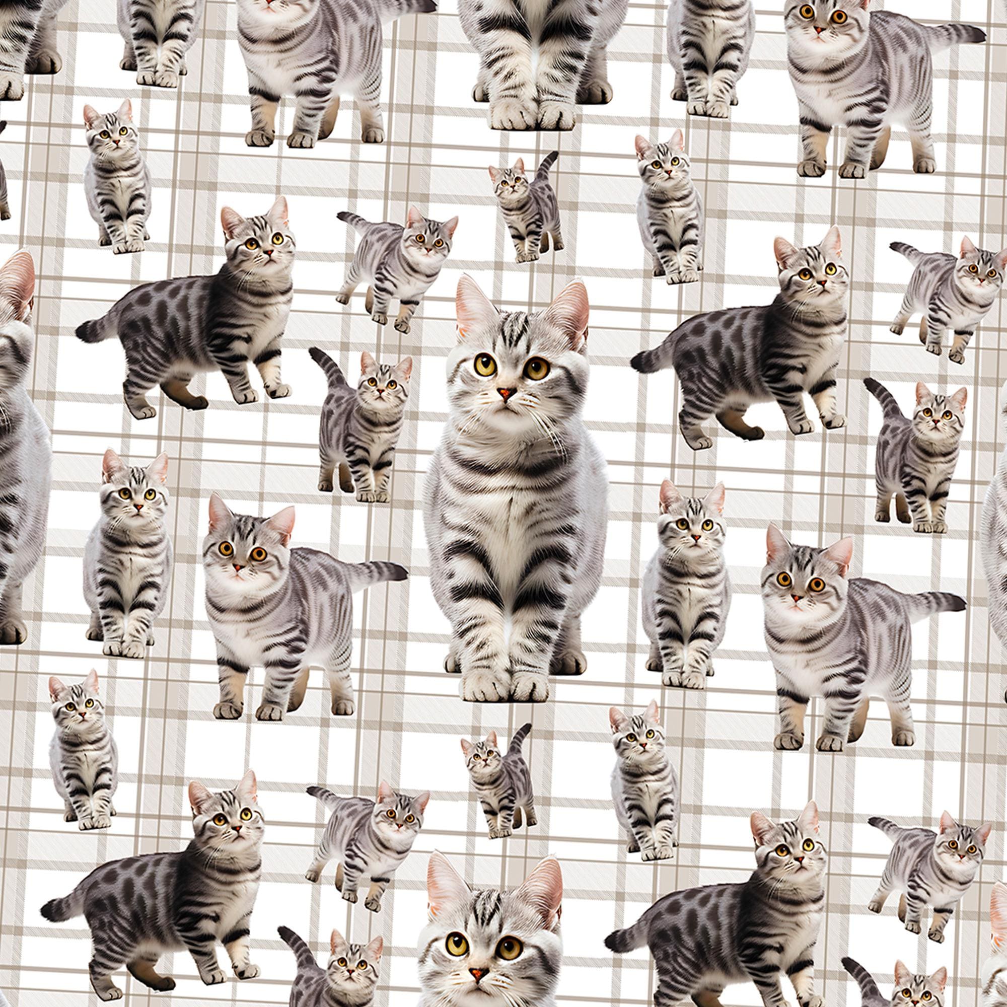 Tabby Cat Fabric, Sold by 1/2 Yard - Cut Continuous, 100% Cotton Fabric ...