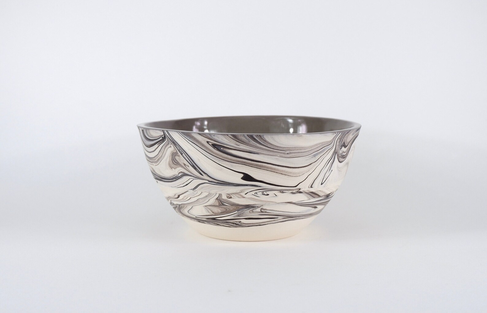 Lg Marbled Serving Bowl. Large Black and White Pottery Bowl. Ceramic ...