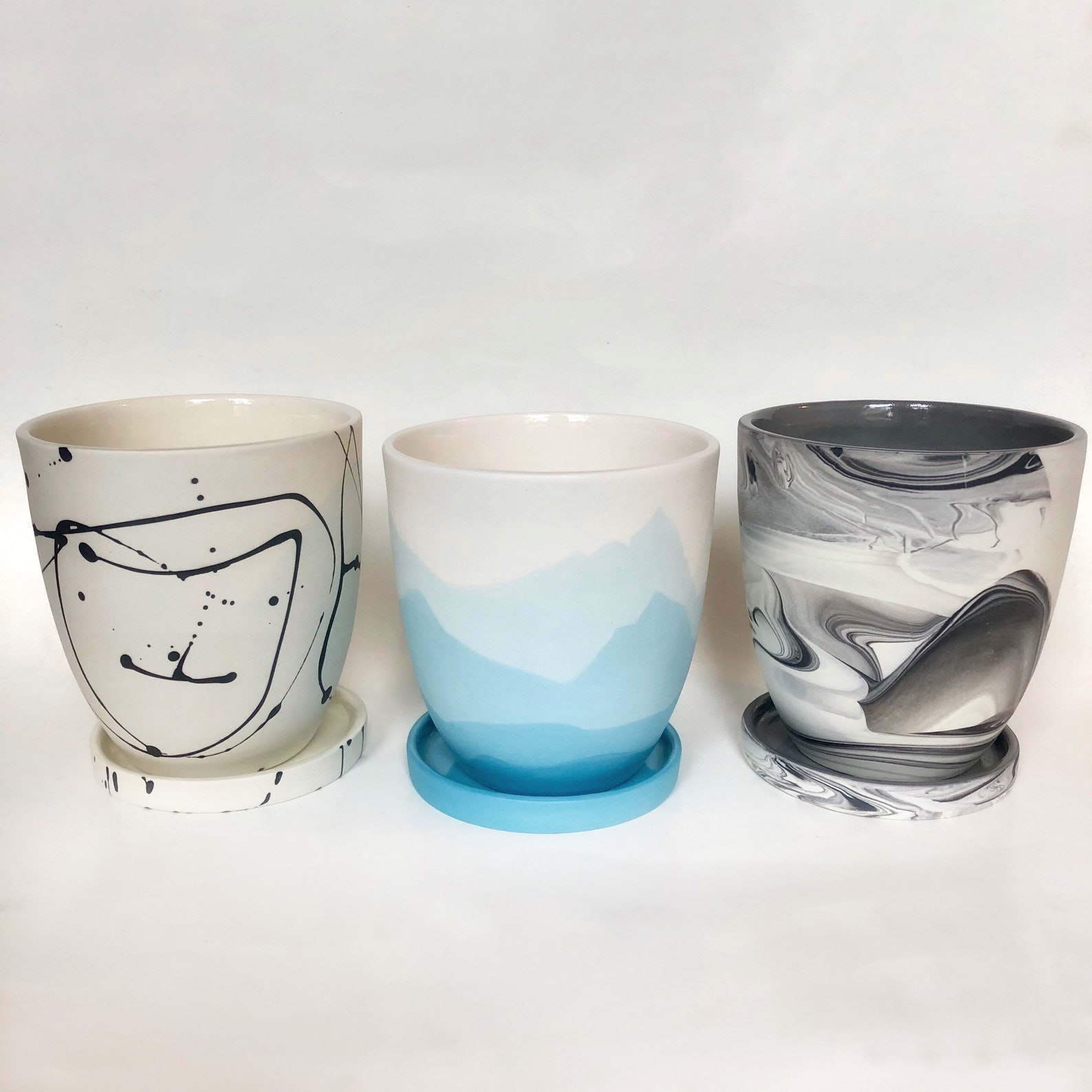 Handmade Pottery Planter. Marbled Porcelain Planter. Modern | Etsy