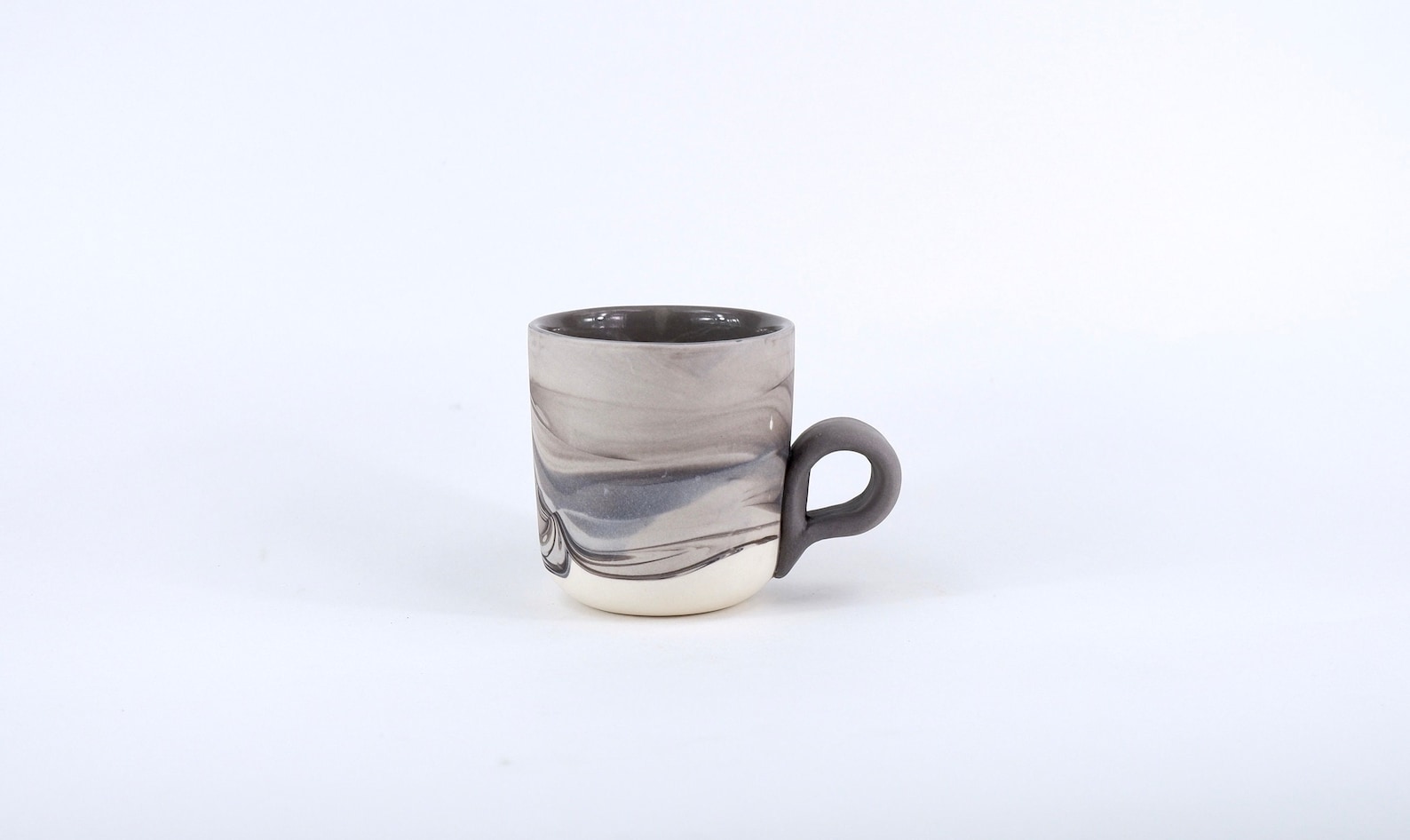 Unique Ceramic Mug With Ergonomic Handle Marbled Black and - Etsy