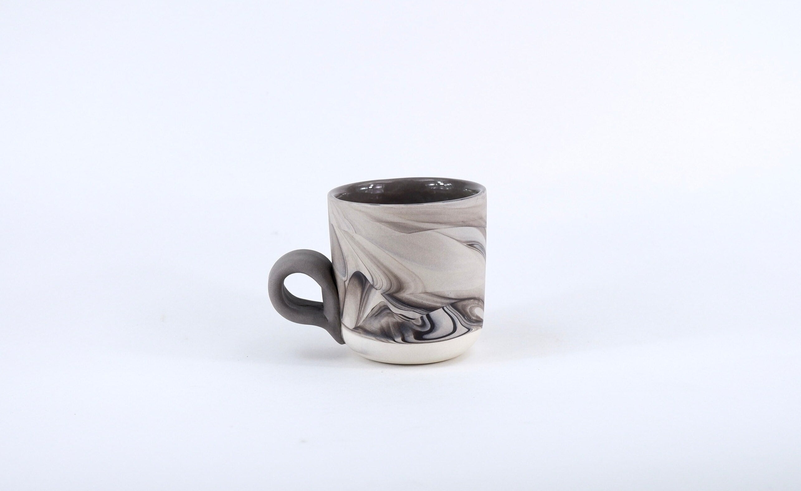 Unique Ceramic Mug With Ergonomic Handle Marbled Black and - Etsy UK
