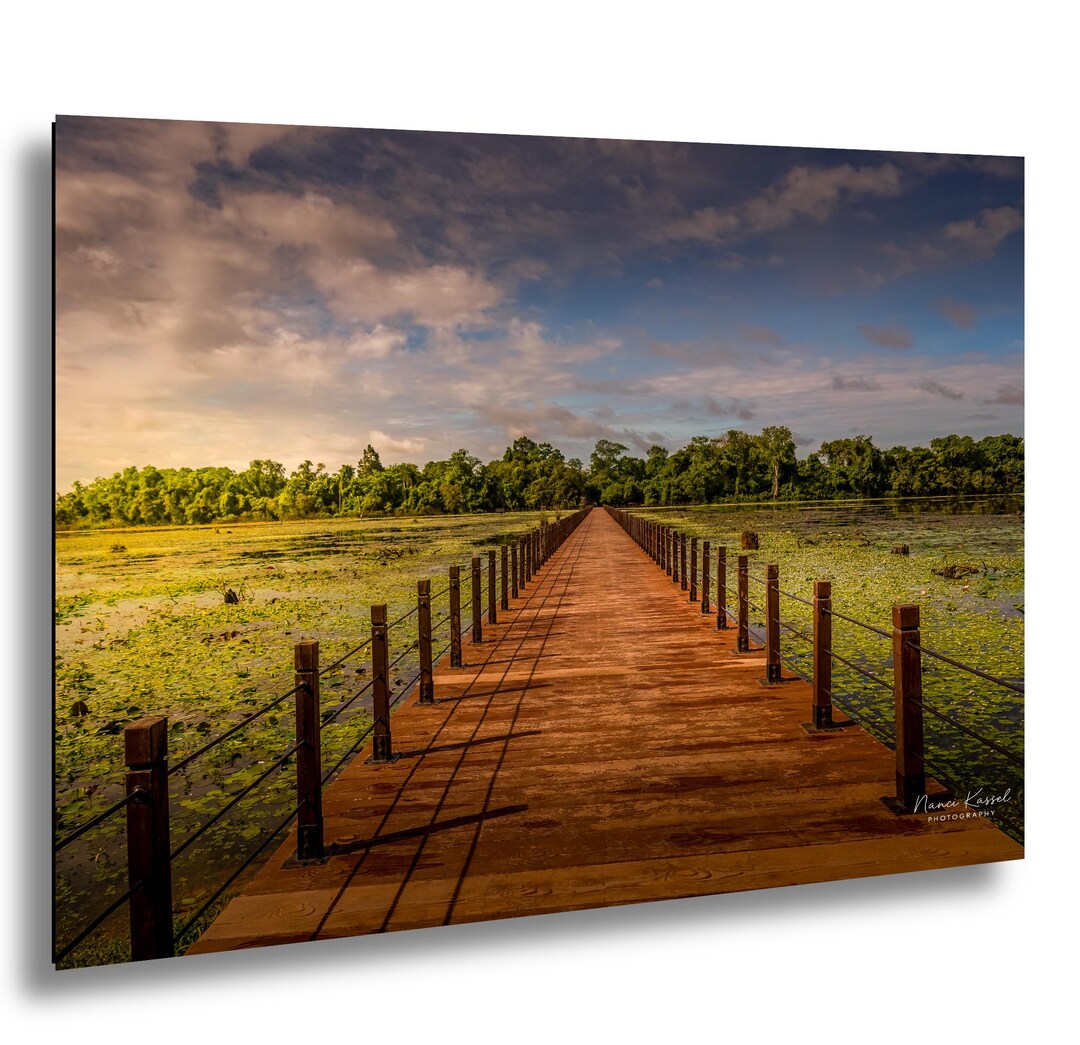 Cambodia Neak Pean Bridge Photography | Angkor Travel Wall Art | Wooden ...