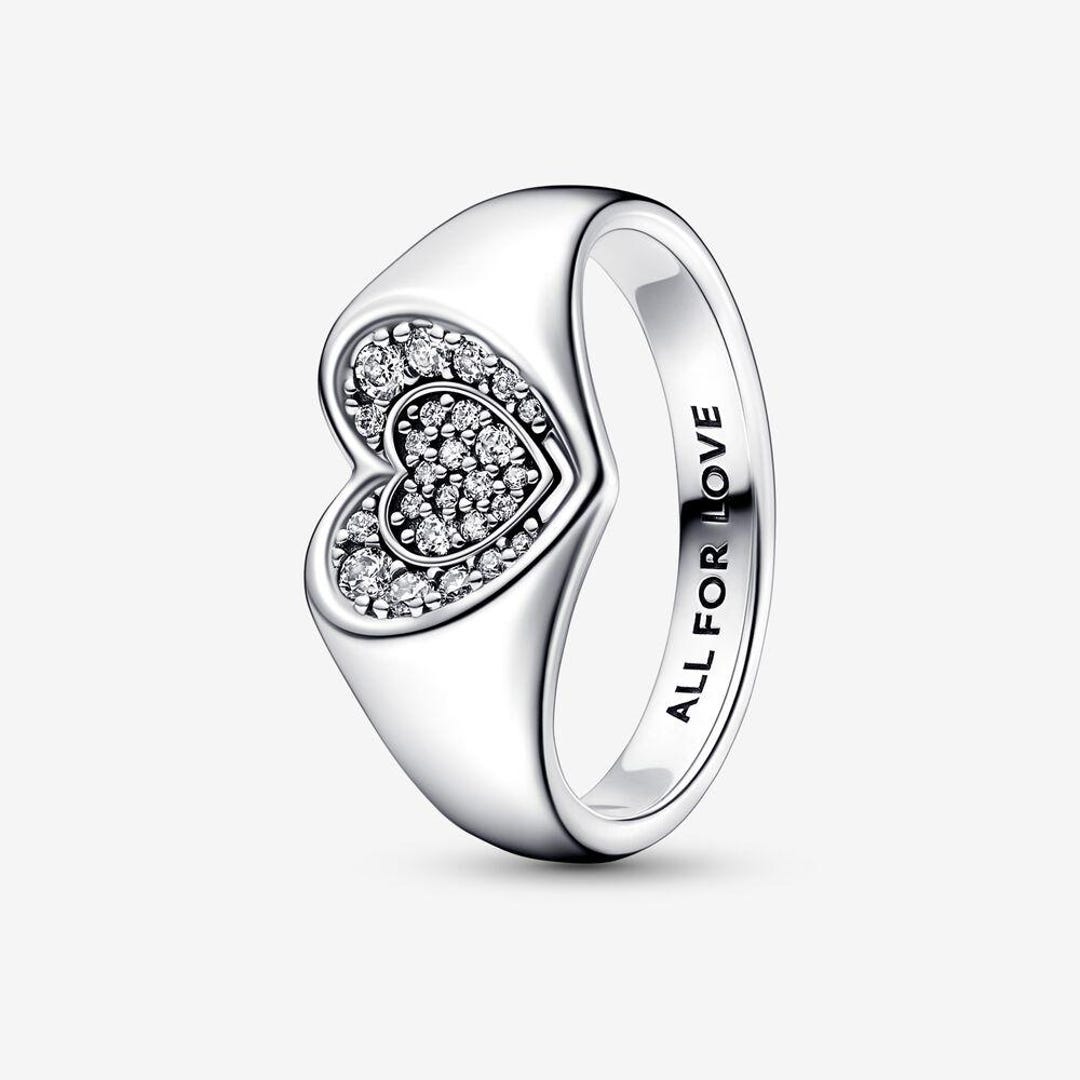 Pandora Radiant Heart Pavé Signet Ring - Etsy