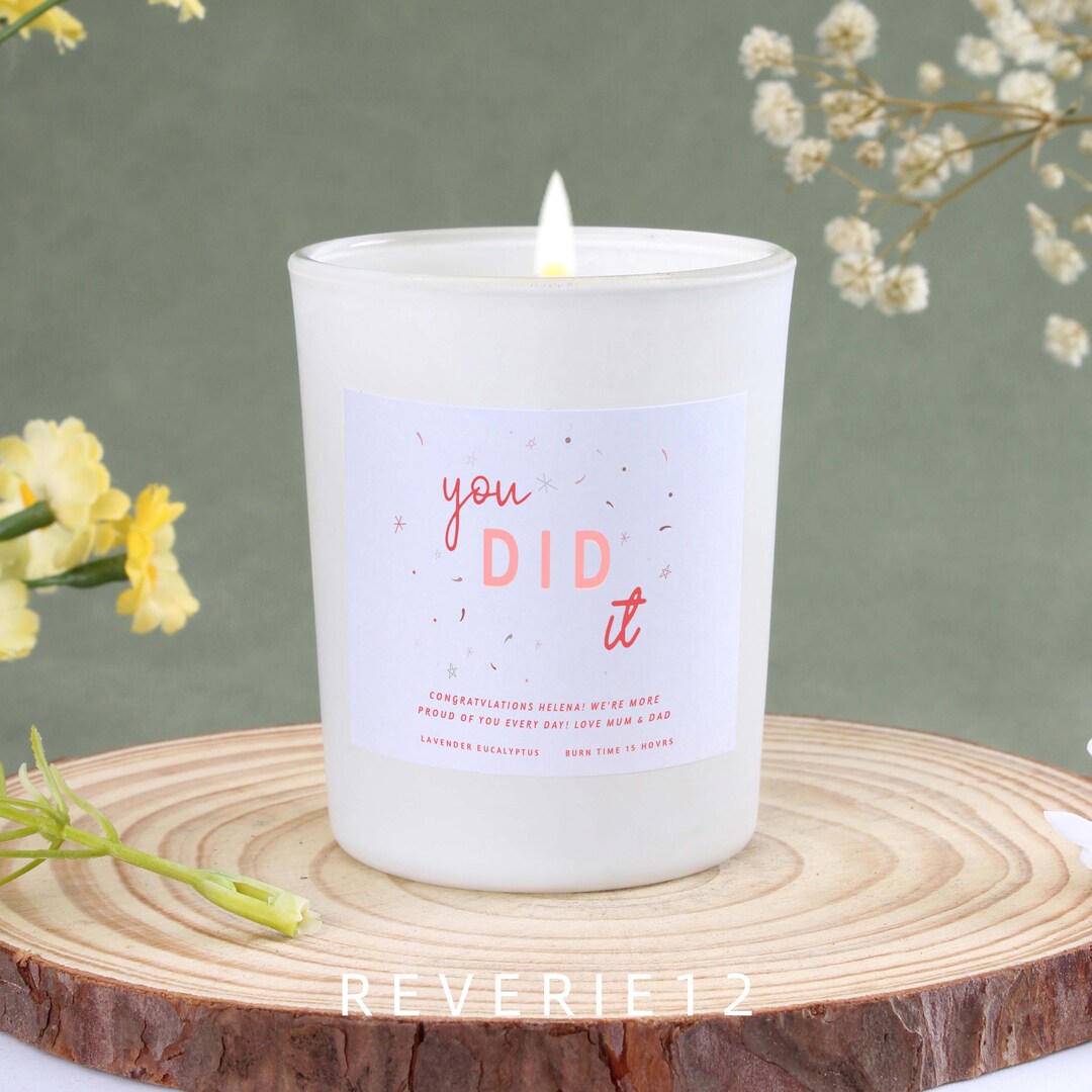 Personalized Congratulations Candle Gift: "you Did It!" Frosted Soy Wax ...