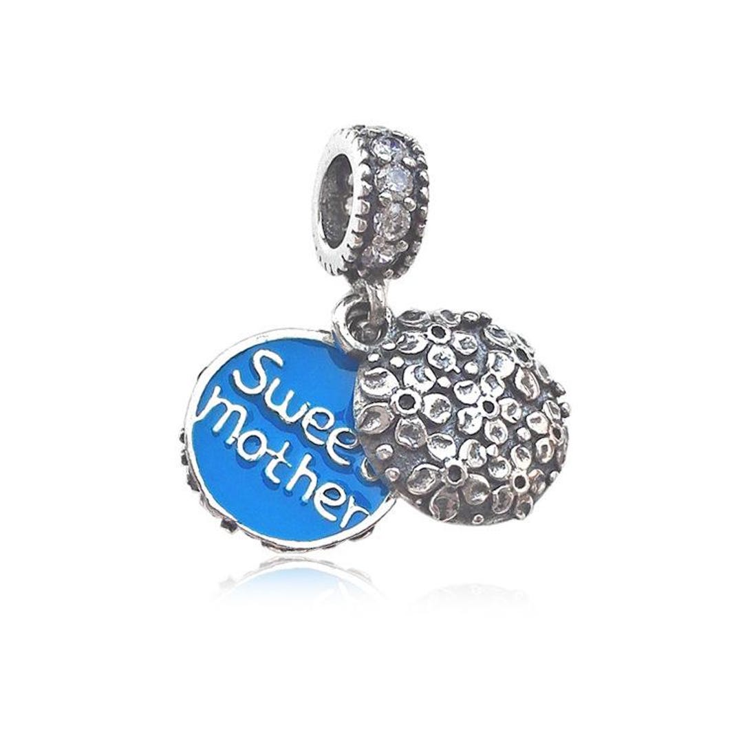 Pandora Sweet Mother Silver Blue Enamel & Cz Pendant - Etsy