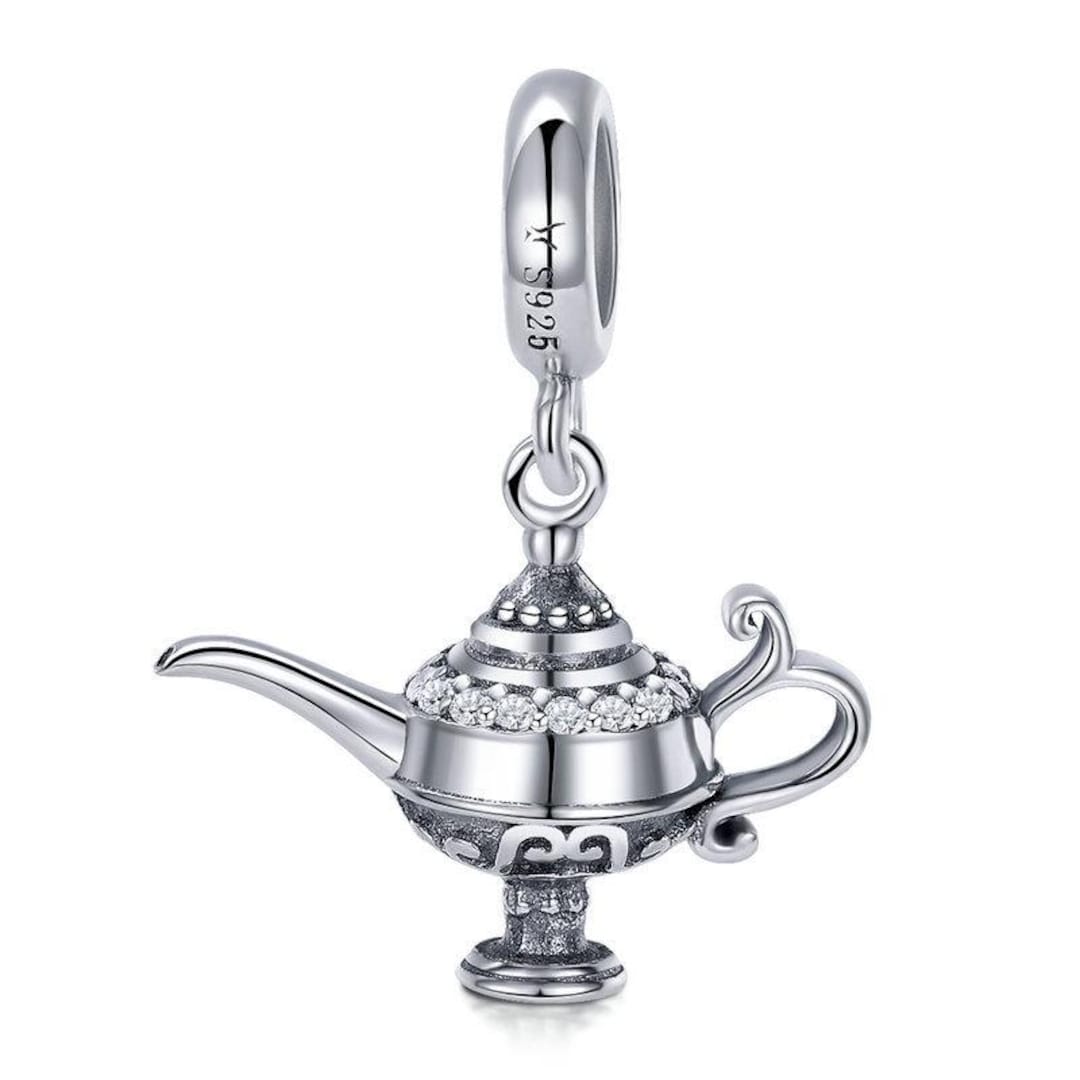 925 Sterling Silver Genie Wish Magic Lamp Cz Pendant Charm for ...