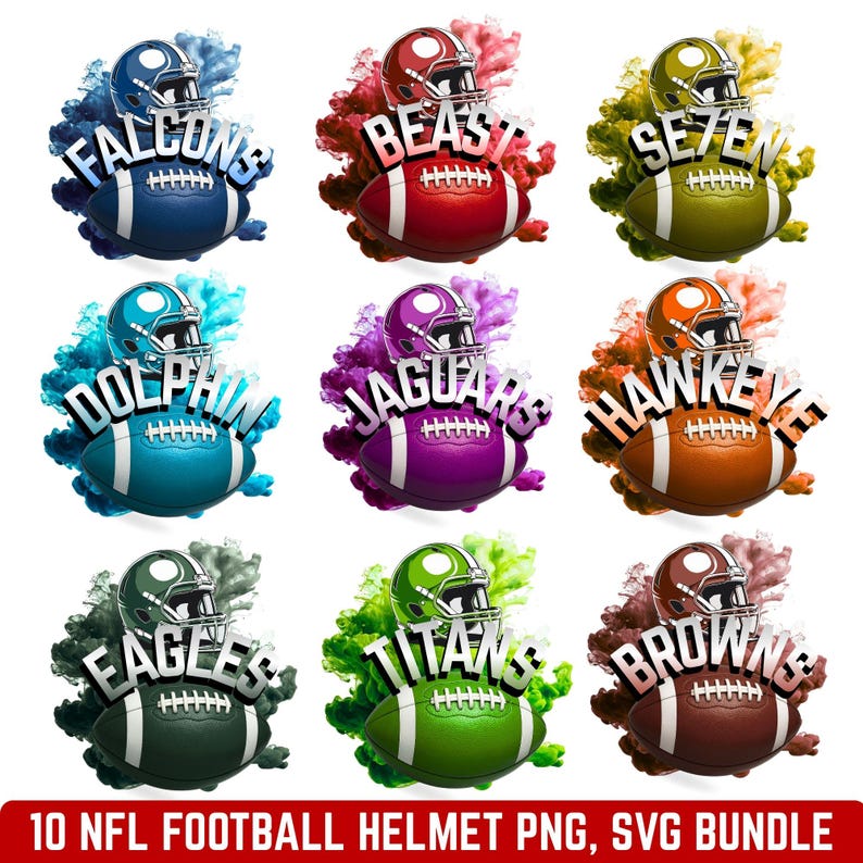 NFL Football Helmet Mascot PNG SVG Bundle | 3D Design (instant Download ...