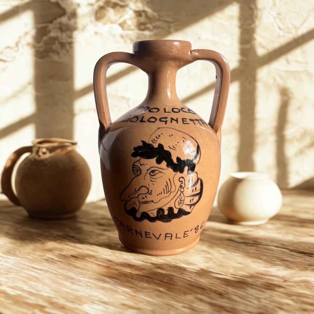 1986 Bolognetta Carnevale Hand-painted Italian Ceramic Jug – “dipinto a ...