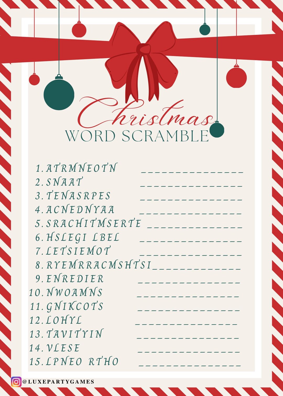 Christmas Word Scramble, Christmas Games, Word Search, Trivia, Team ...