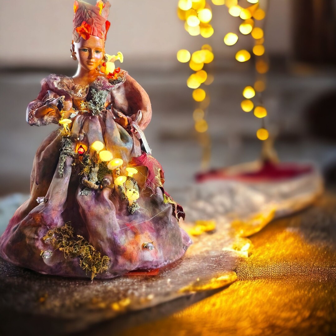 Modron Harvest Goddess Art Doll, Lighted Mushrooms, Autumn Decor - Etsy