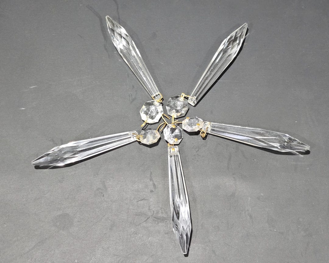 Vintage Crystal Chandelier Prisms - Octagon & Spike, Set of 5 - Etsy