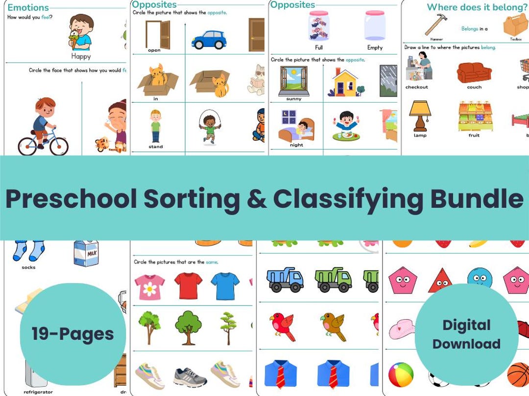 19-page Preschool Sorting and Classifying Learning Bundle - Etsy