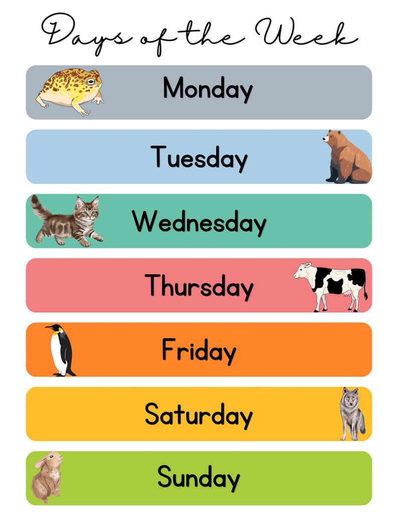 Days of the Week Printable for Preschool and Early Learning - Etsy