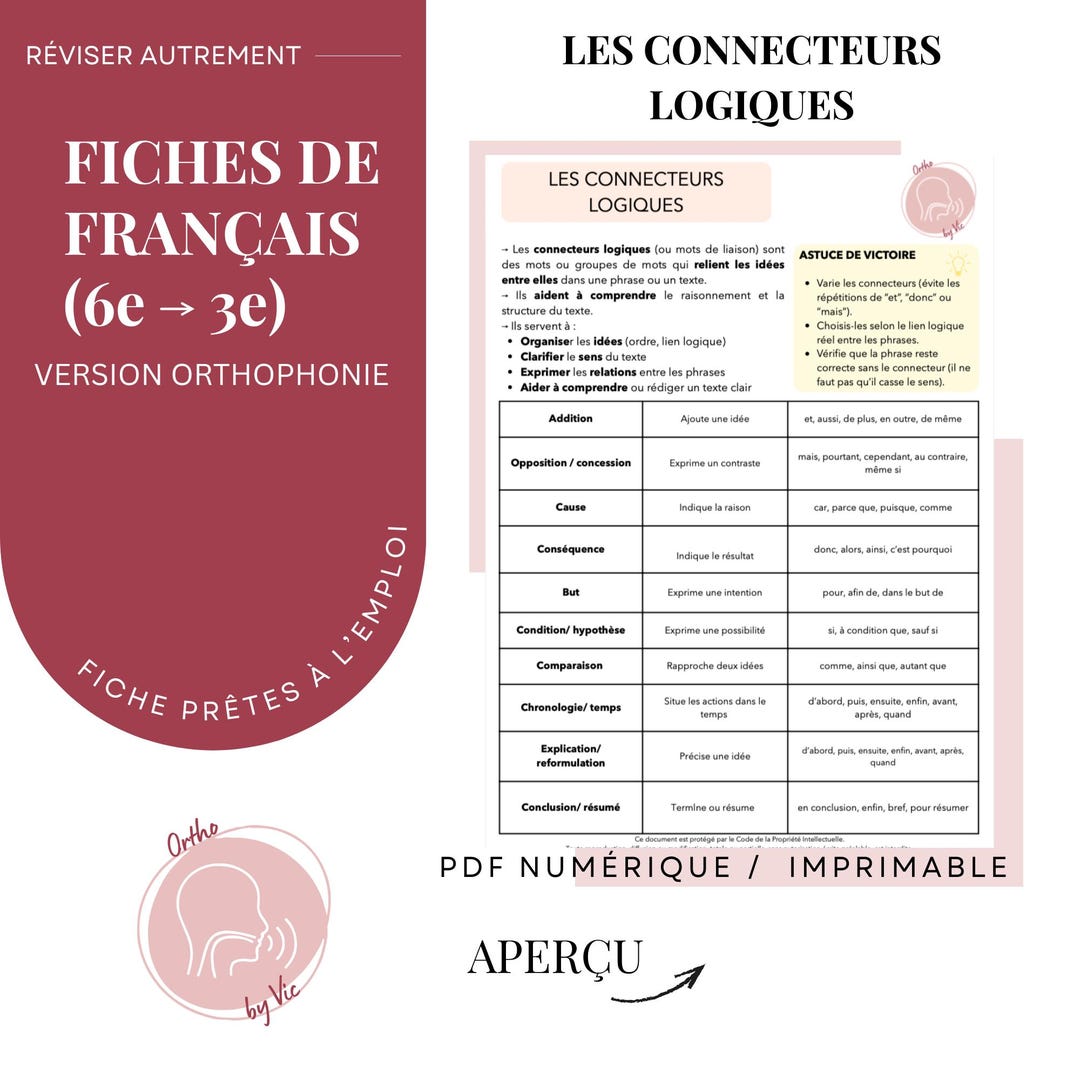Identifying Logical Connectives - French Revision Worksheets - Speech ...
