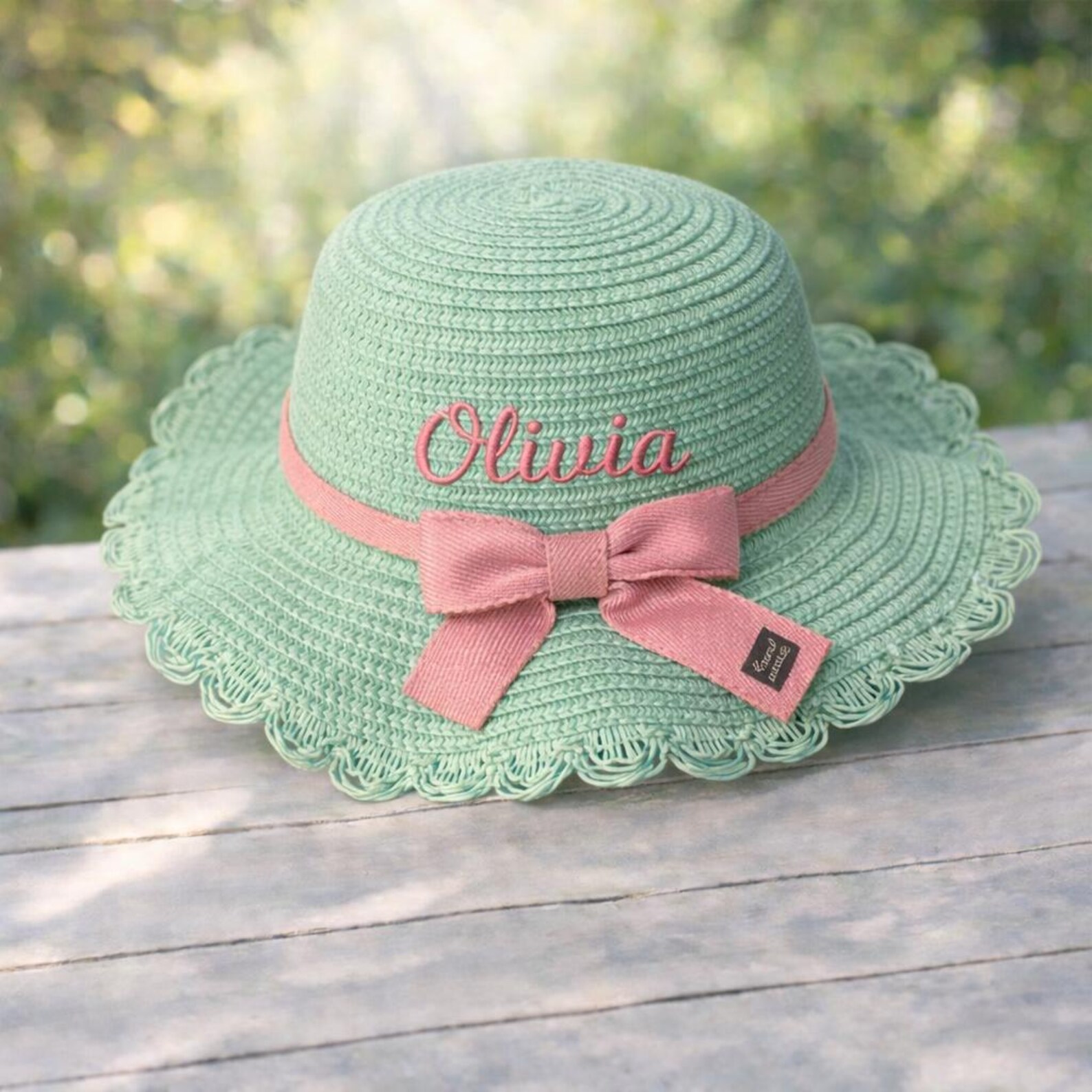 Personalized Girls Straw Sun Hat With Name Embroidery • Summer Beach ...