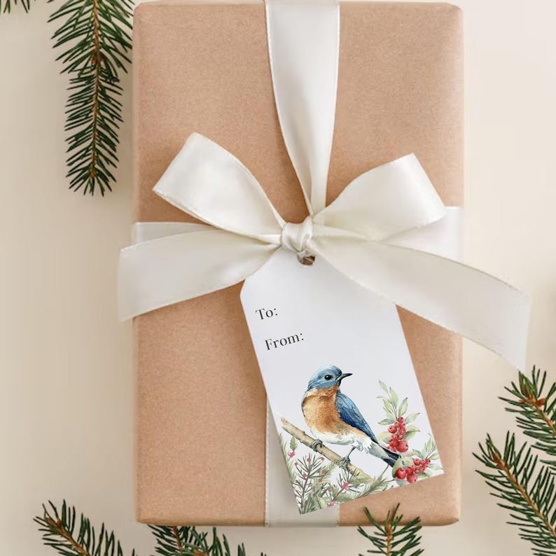 Watercolor Winter Birds Gift Tags | Rustic Holiday Present Labels ...