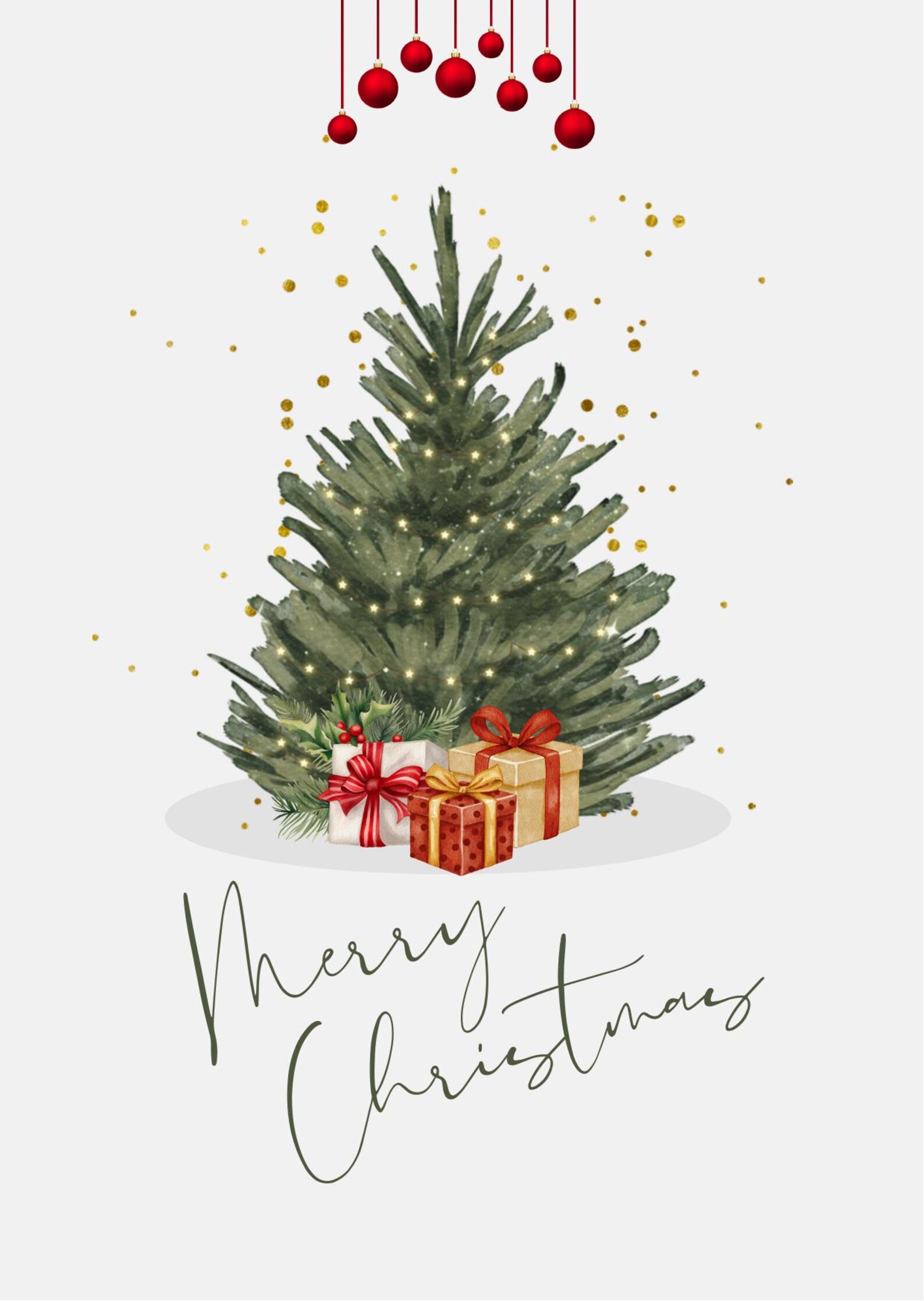 Elegant Christmas Tree Card: Printable 105x148 Holiday Greeting ...