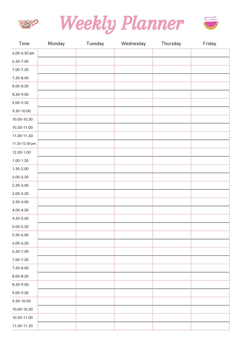 Weekly Planner Printable, Weekly Goal Planner - Etsy