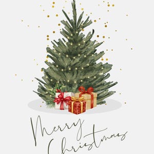 Elegant Christmas Tree Card: Printable 105x148 Holiday Greeting ...