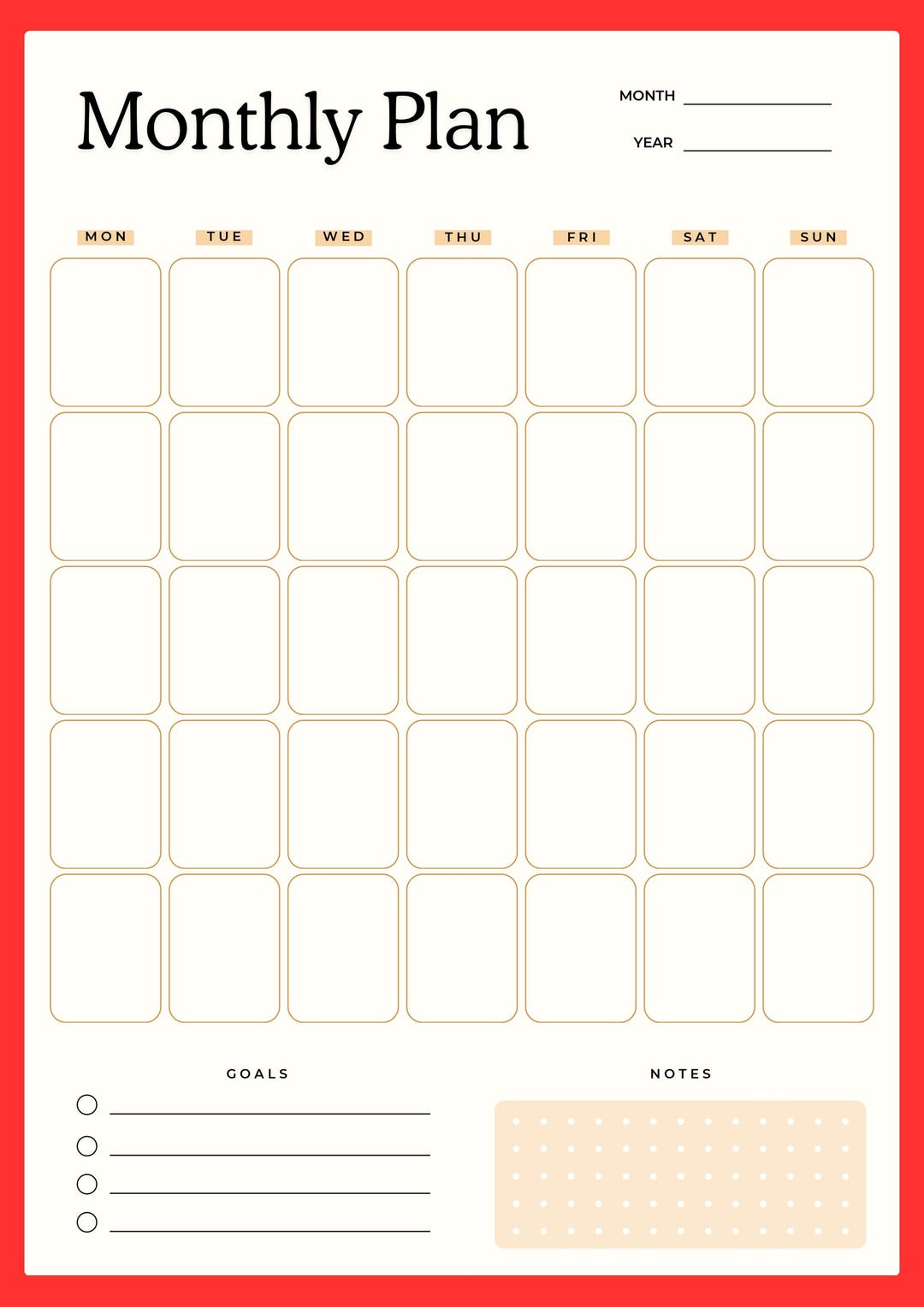 Simple Digital Monthly Planner Weekly Daily A4 PDF (FİLE) - Etsy