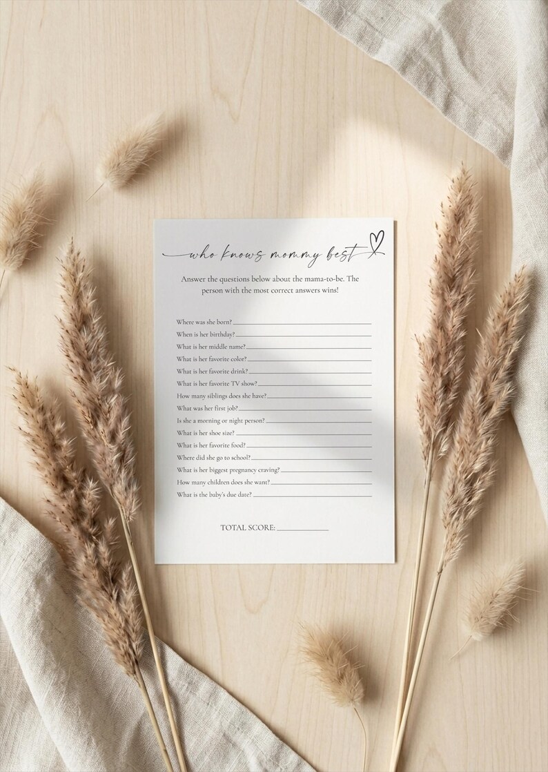 Who Knows Mommy Baby Shower Game, Minimalist Activity, Modern Gender ...