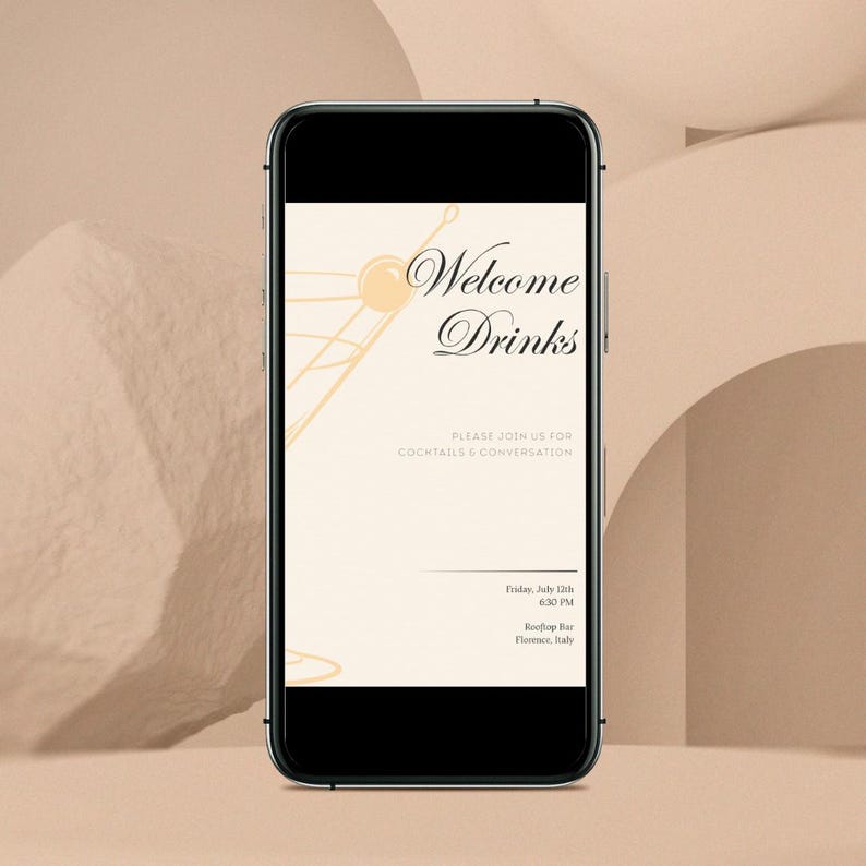 Editable Welcome Drinks Invitation Template, Modern Wedding Event ...